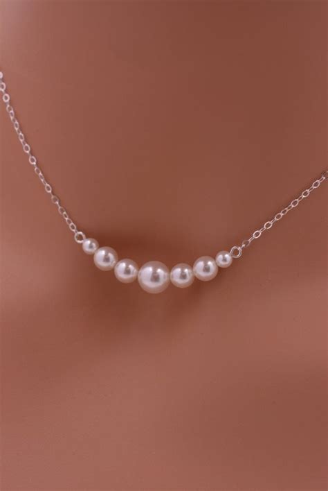 Set Of 4 Sterling Silver Pearl Necklaces 4 Bridesmaid Pearl Etsy