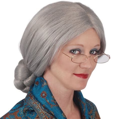 Loftus Womans The Granny Bun Old Lady Grey Wig Grey One Size