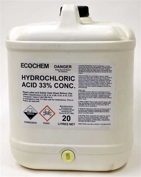 Hydrochloric Acid Concentrated 33 W W Ecochem Limited