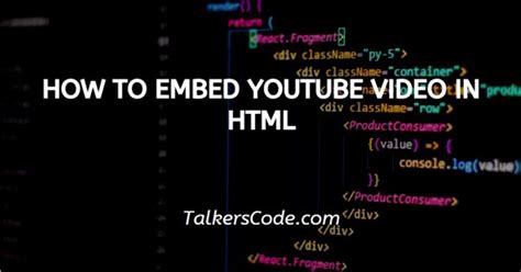 how to embed youtube video in html