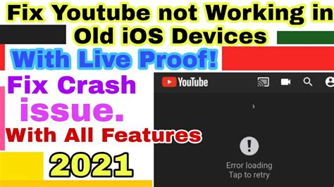 solved error loading tap to retry with youtube app in old ios devices