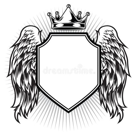 Crown Shield With Wings Vintage Vector Illustration Stock Vector