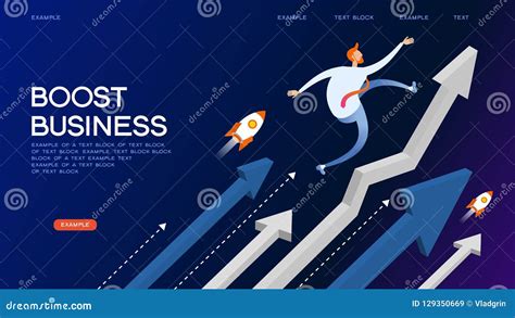 Boost Business Isometric Concept Banner Stock Vector Illustration Of