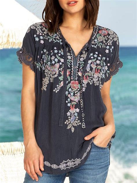 Short Sleeve Casual Womens Collection – Tusancat Bohemian Tops