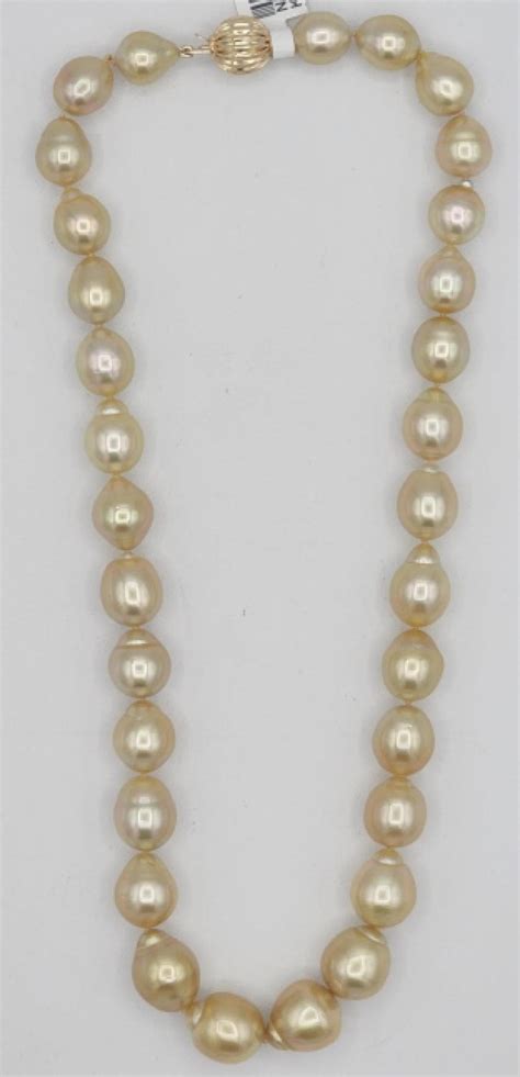 Sold Price 14k Yellow Gold Golden South Sea Pearl Necklace January 5