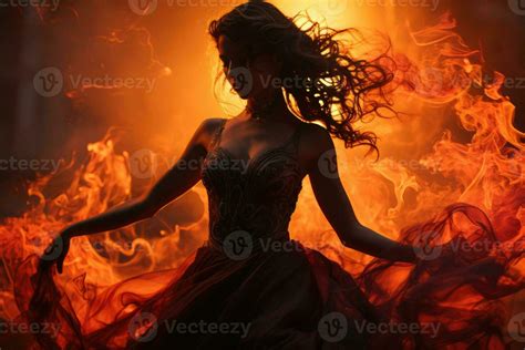 Fire Breathers Mystifying Act Captured In Radiant Red Black And Sunset