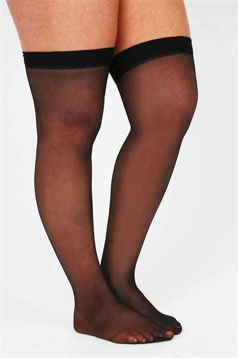Black Sheer Band Stockings Plus Size 16 To 32