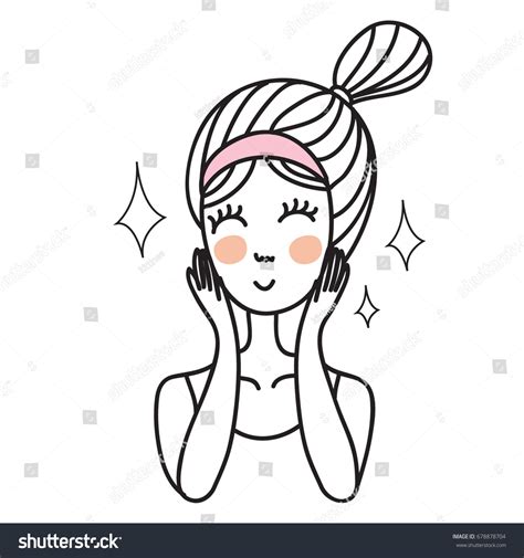 Beauty Cartoon Skin Care Woman Stock Vector Royalty Free 678878704