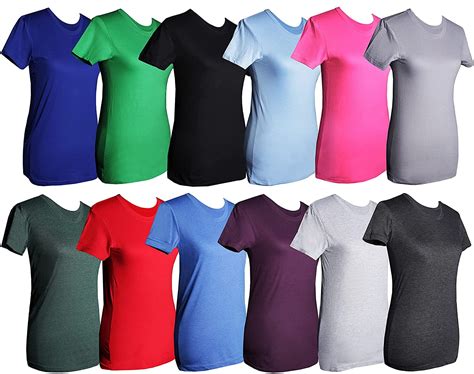 Billionhats 12 Pack Of Womens T Shirts In Bulk Cotton Crew Neck Scoop