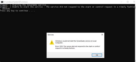 sonarqube 8 5 1 failed to start service wrapper error stack overflow