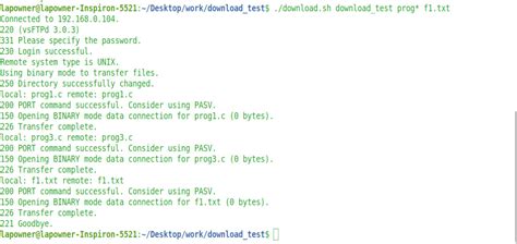 shell script to download files from a source directory on