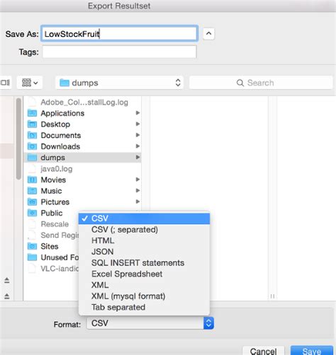 export data from a mysql database