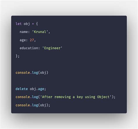 how to remove key from javascript object