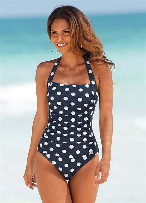 Navy Polka Dot Swimsuit By Lascana Swimwear365