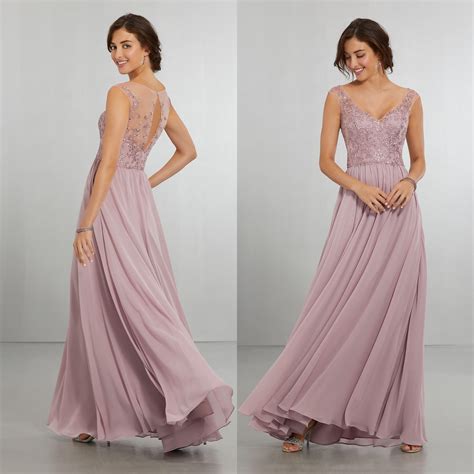 Chiffon Bridesmaids Dress With Intricately Embroidered And Beaded