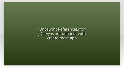 uncaught referenceerror jquery is not defined with create react app