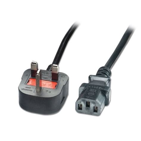 0 2m Mains Power Cable Uk 3 Pin Plug To Iec C13 Black Reviews