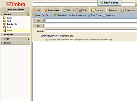 drag and drop zimlet uses html5 to help you easily attach files to