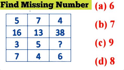 find missing number reasoning mental ability youtube