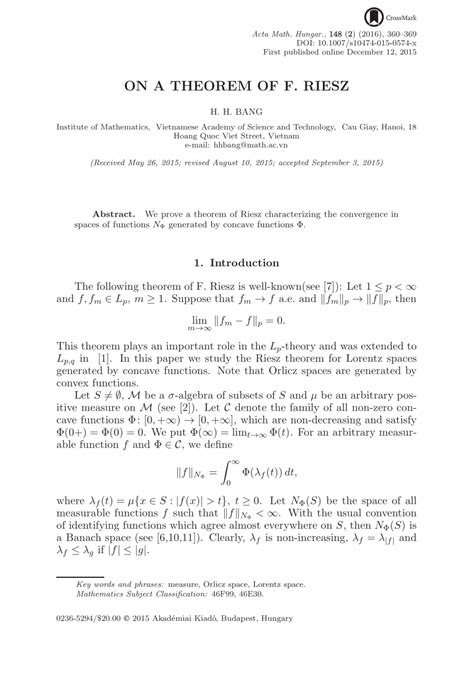 pdf on a theorem of f riesz