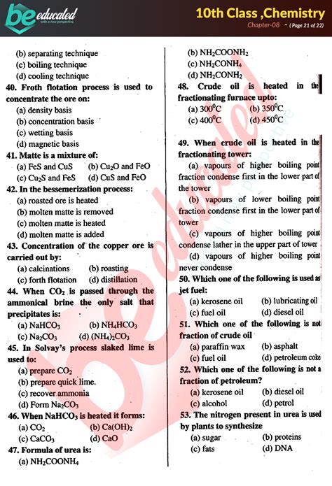 chapter 8 chemistry 10th class notes matric part 2 notes