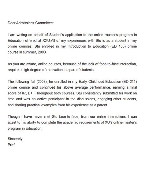 38 Sample Letters Of Recommendation For Graduate School Sample Templates