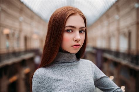 Wallpaper Women Model Redhead Long Hair Face Turtlenecks Urban
