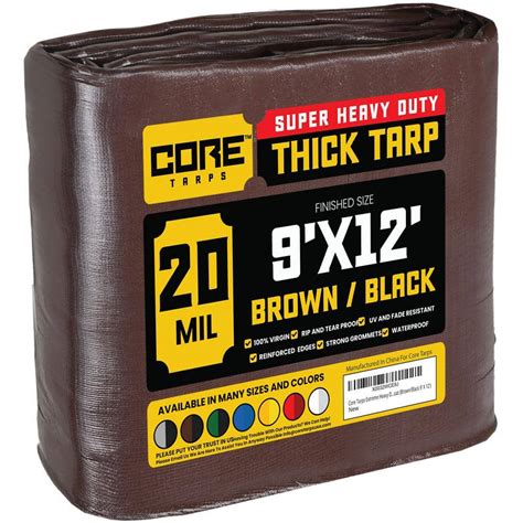Core Tarps 9 Ft X 12 Ft Brown Black 20 Mil Heavy Duty Polyethylene