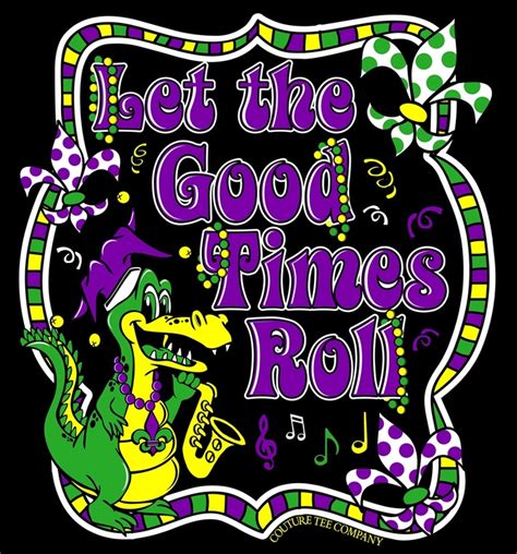Let The Good Times Roll Gator Mardi Gras Couture Tee Company Mardi