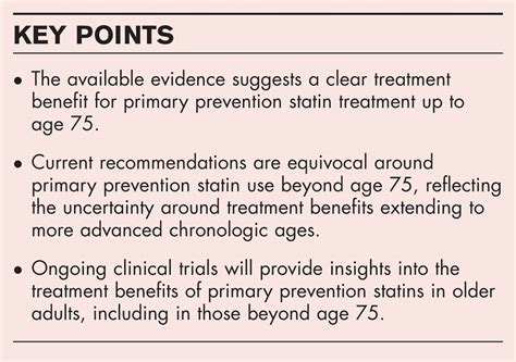 Primary Prevention Statin Therapy In Older Adults Current Opinion In