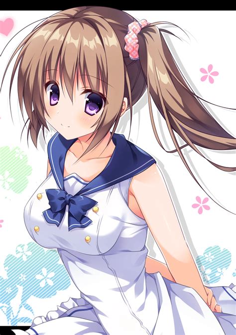 Safebooru 1girl Arms Behind Back Bangs Bare Arms Bare Shoulders Blue
