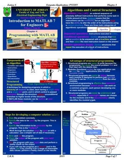 introduction to matlab 7 for engineers the university of jordan