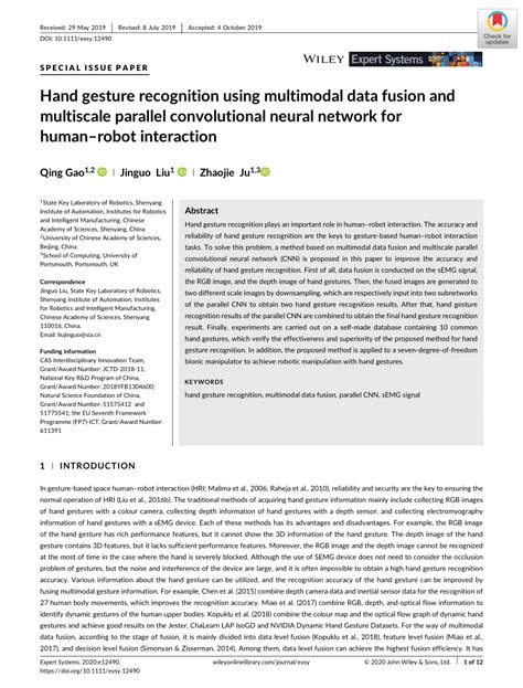 Pdf Hand Gesture Recognition Using Multimodal Data Fusion And