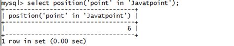 mysql string position function javatpoint