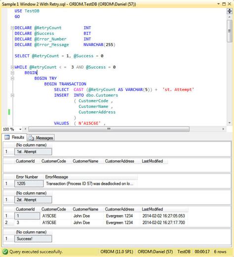 implementing sql server transaction retry logic for failed