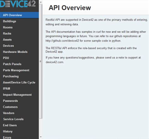 new and improved device42 api documentation site is live the official
