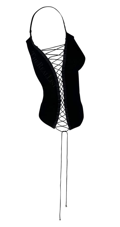 S S 2003 Dolce And Gabbana Sex And Love Lace Up Stretch Black Tank