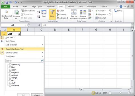 highlight duplicate values in excel