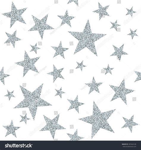 Seamless Pattern Silver Stars On White Stock Vector 397424140