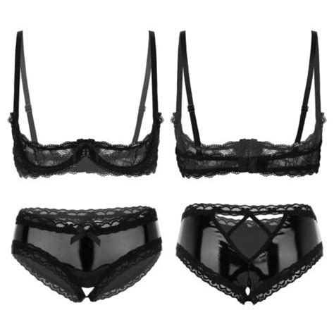 Damen Dessous Unterwäsche Set Spitze Hebe Bh Und Aushöhlung Panties