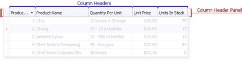 column header panel winforms controls devexpress documentation