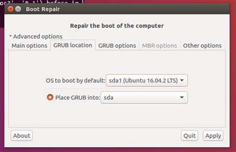 grub2 upgraded ubuntu from 14 04 to 16 04 hangs on boot can use