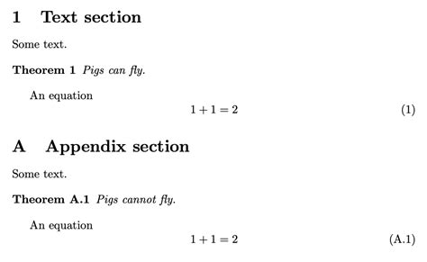 numbering of equations and theorems in appendix does not start from