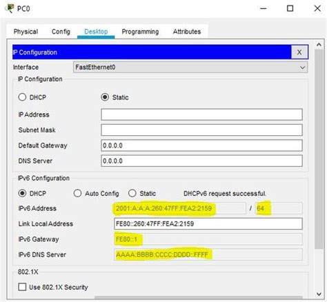 greetings i am trying to configure a dhcpv6 statefull
