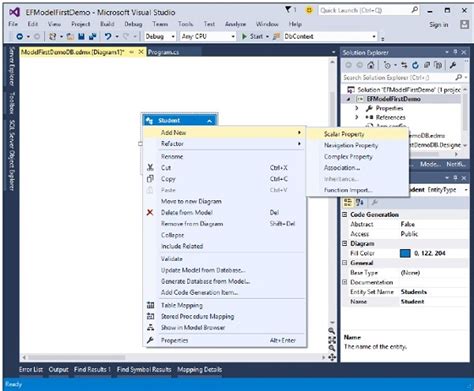 entity framework model first approach in microsoft entity