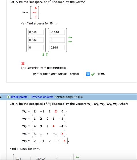 Solved Let W Be The Subspace Of R3 Spanned By The Vector 6 4