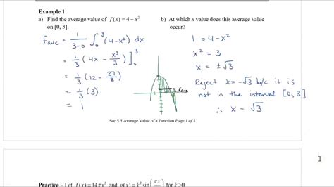 Calculus 12 Sec 5 5 Average Value Of A Function Youtube