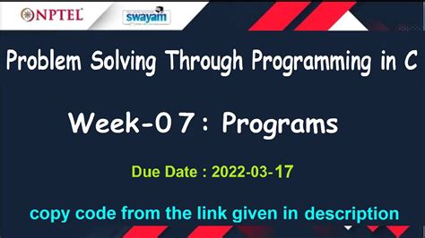 problem solving through programming in c week 07 programs jan 2022