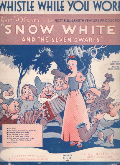 Whistle While You Work Sheet Music From The Walt Disney Feature