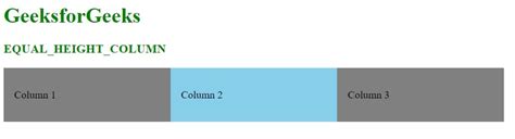 how to create equal height columns in css geeksforgeeks